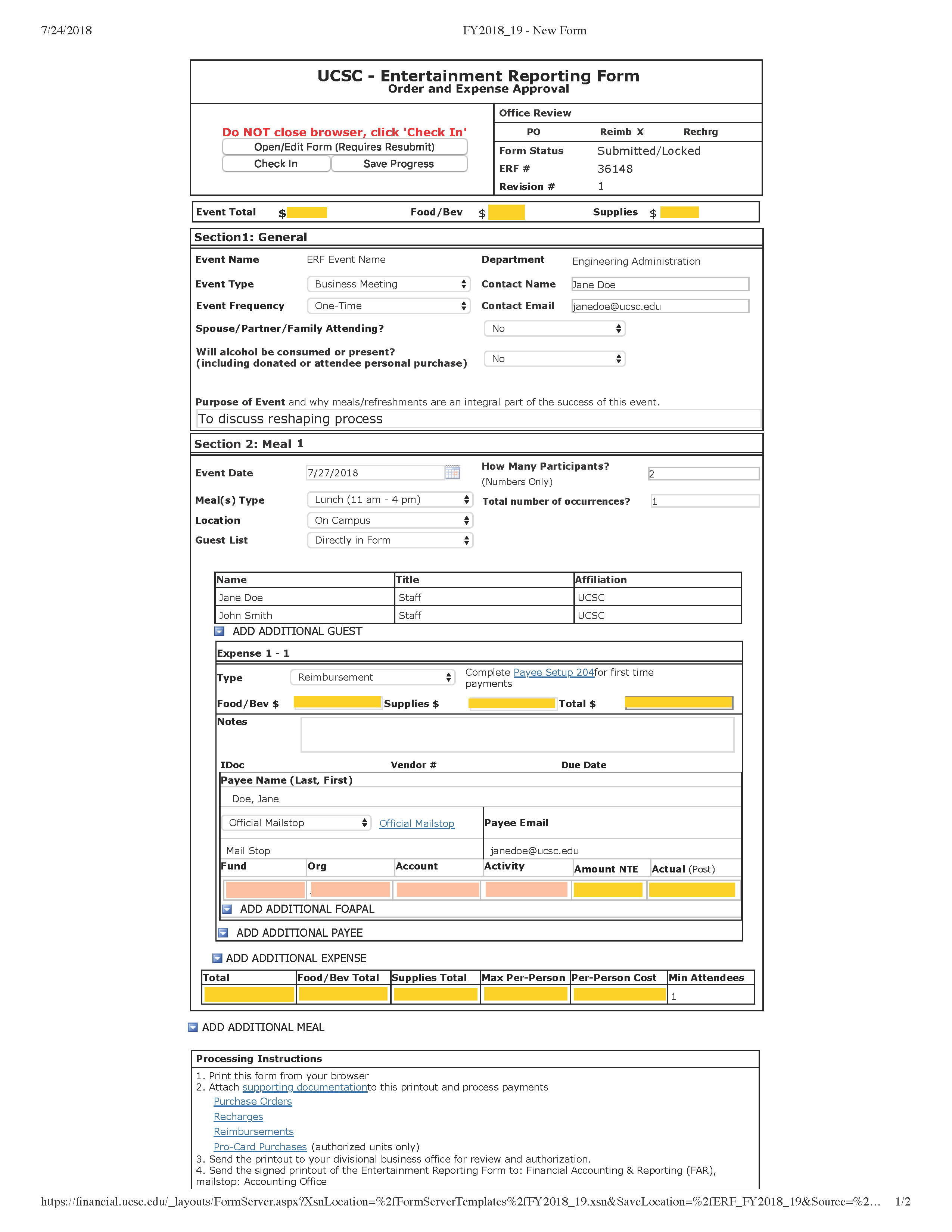 Entertainment (ERF and ERA) | Finance & Research Administration